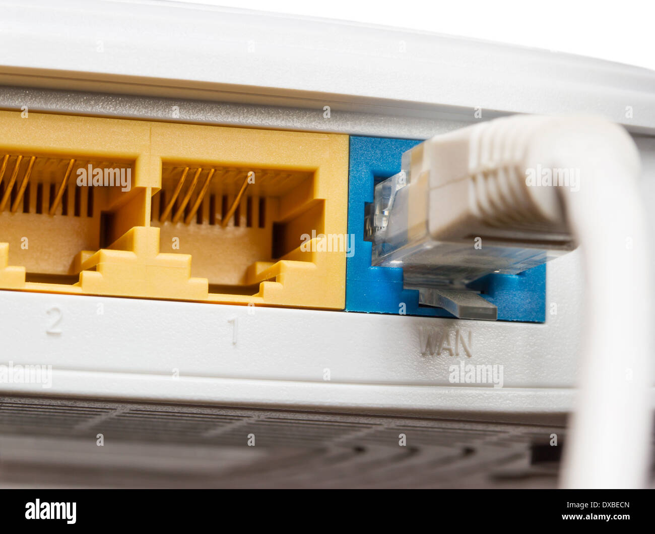 Router network hub with patch cable on isolated background Stock Photo ...