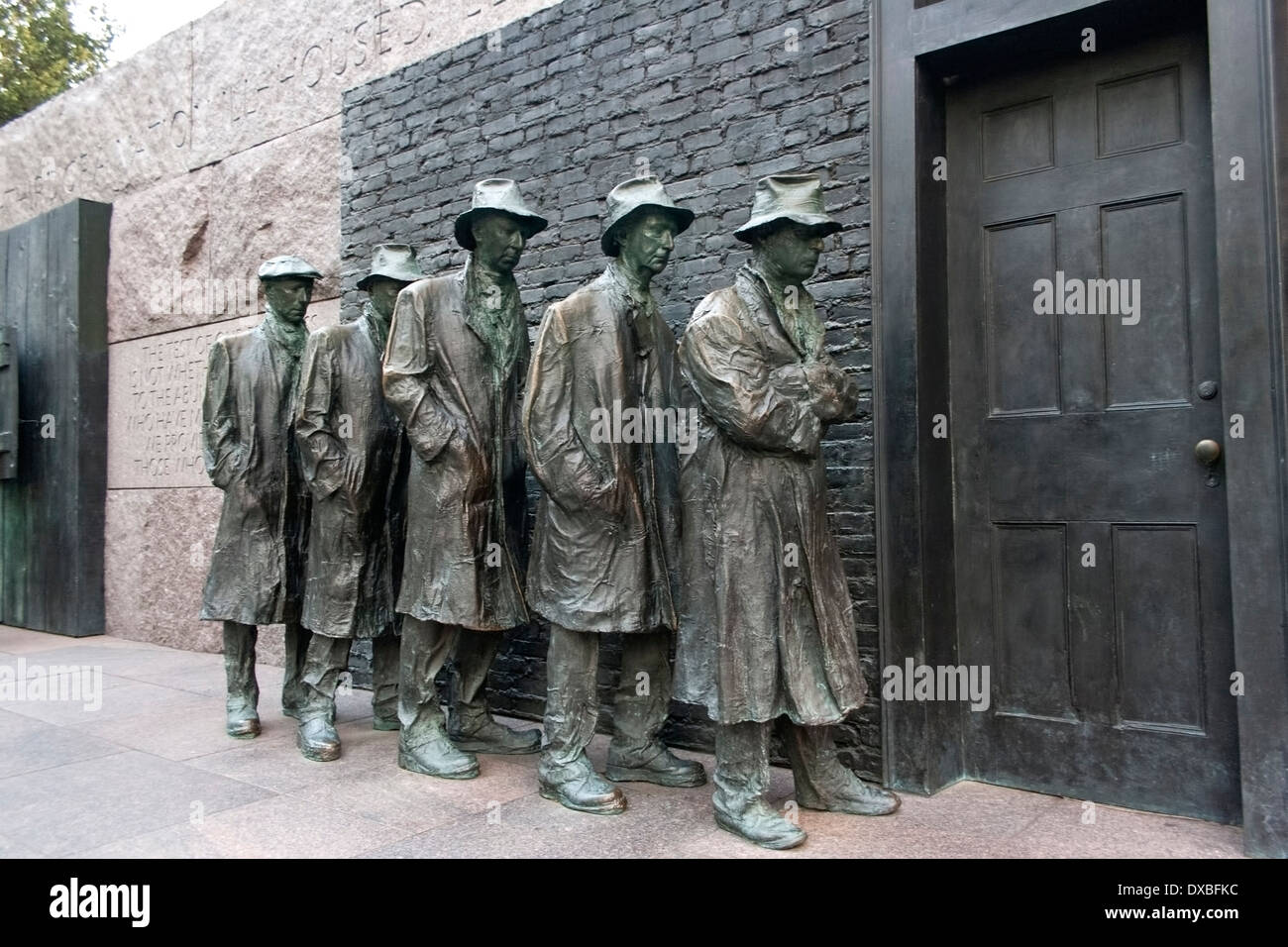 "Breadline" statue in bronze at the FDR Memorial in Washington DC, USA ...