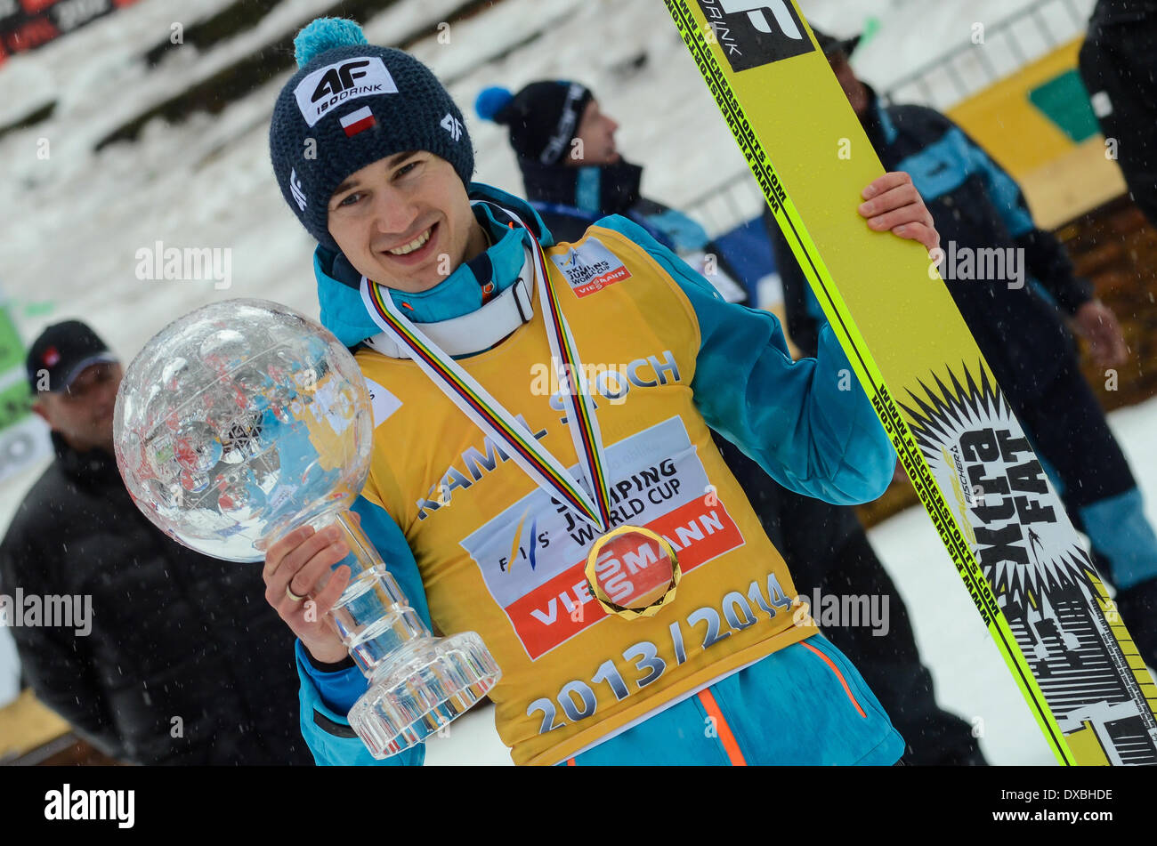 PLANICA,SLOVENIA- MARCH 23: Kamil Stoch (POL) with Big Crystal Globe in ...