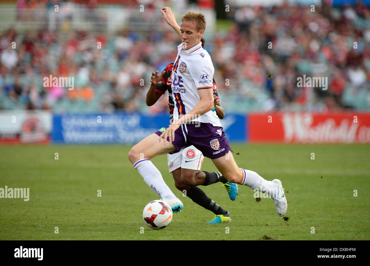 Sydney, Australia. 23rd Mar, 2014. Perth defender Michael Thwaite in ...