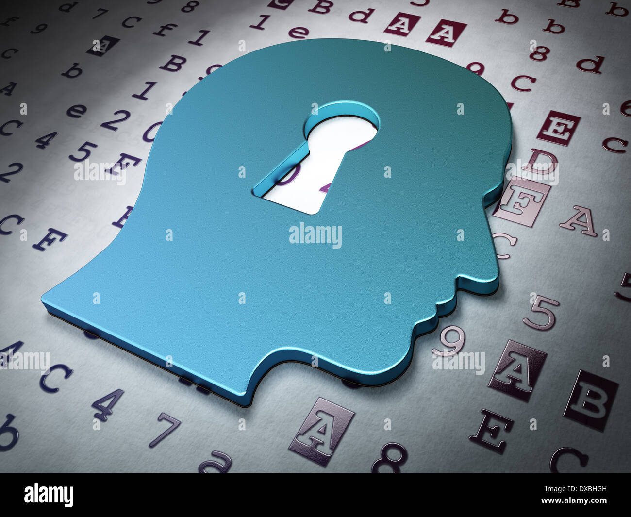 Data concept: Head With Keyhole on Hexadecimal Code background Stock ...