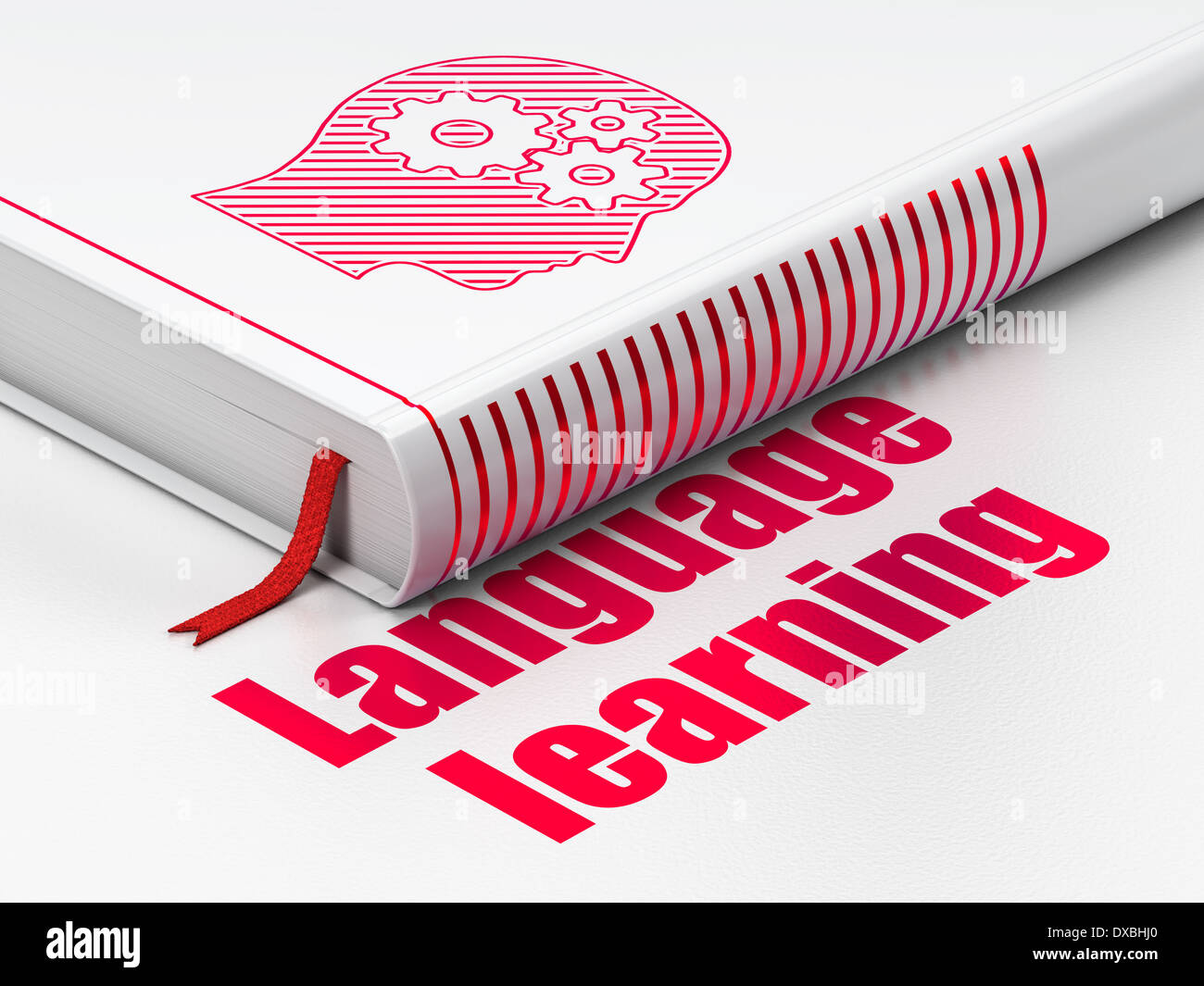 Education concept: book Head With Gears, Language Learning on white ...