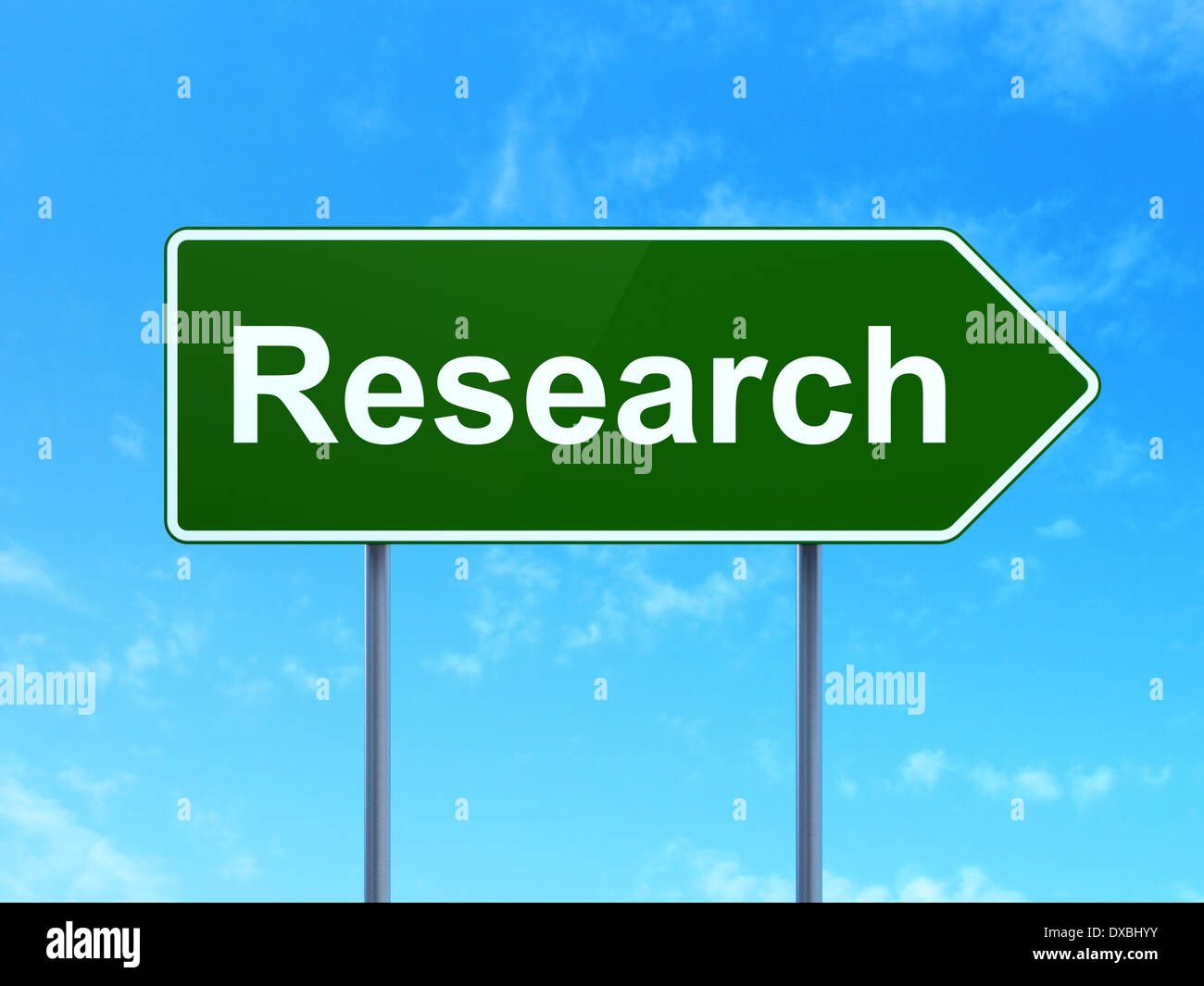 Marketing concept: Research on road sign background Stock Photo - Alamy