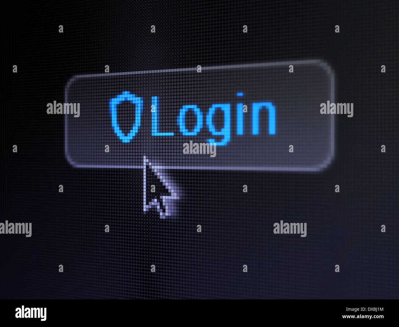 Protection concept: Login and Contoured Shield on digital button ...