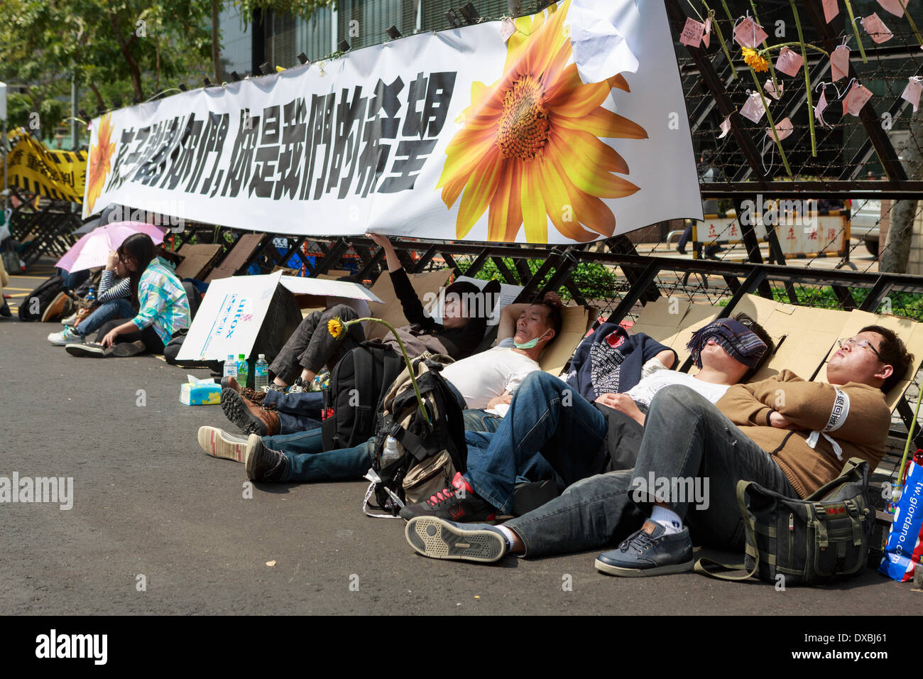 Taipei, Taiwan. 23rd Mar, 2014. Getting some much-needed sleep during ...