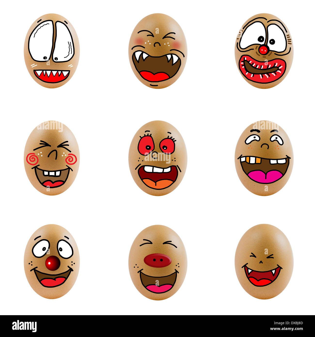 collection of eggs with happy face. Differences faces living together ...