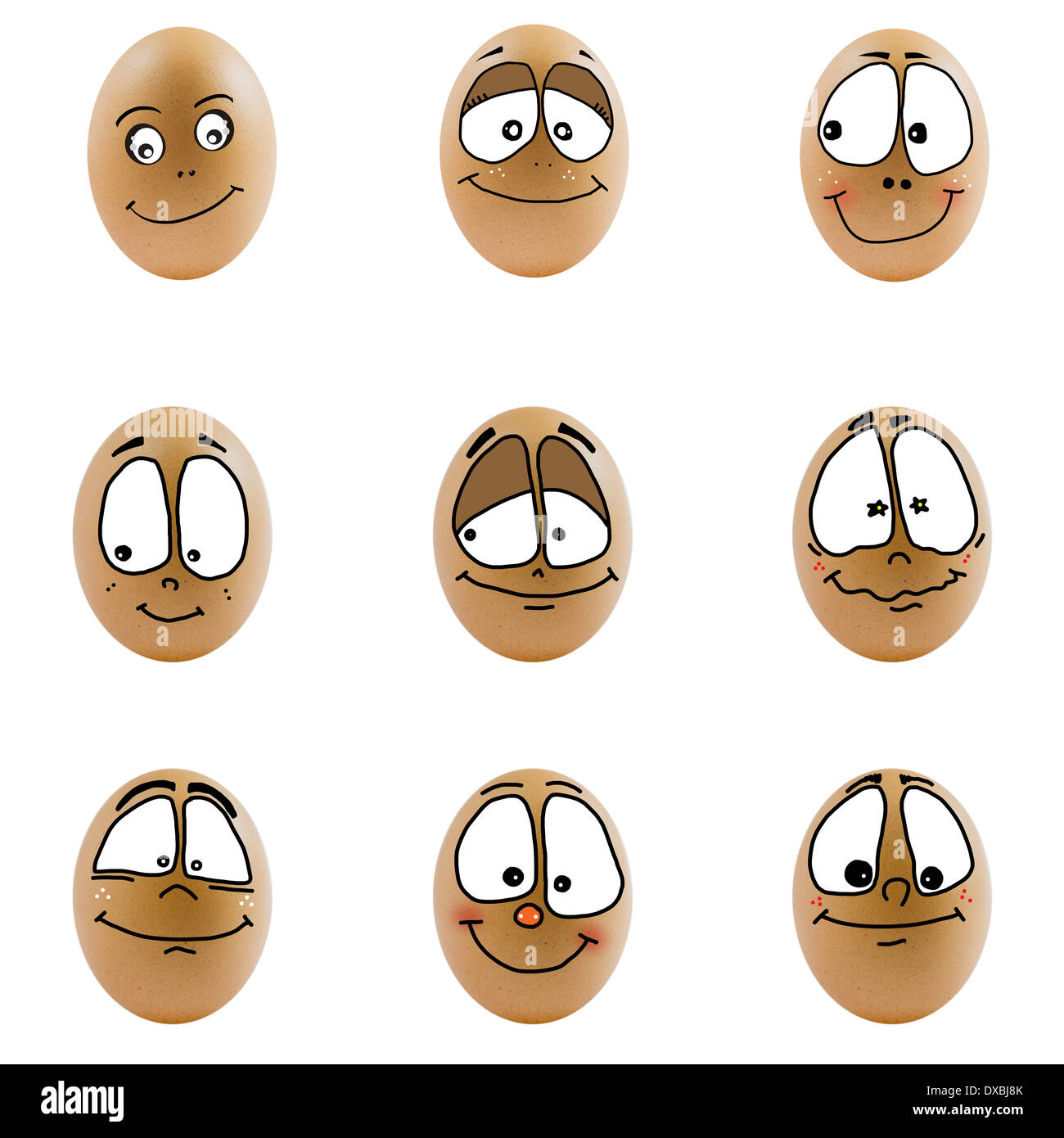 collection of eggs with happy face. Differences faces living together ...