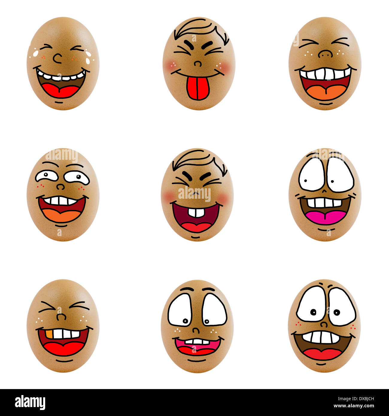collection of eggs with happy face. Differences faces living together ...