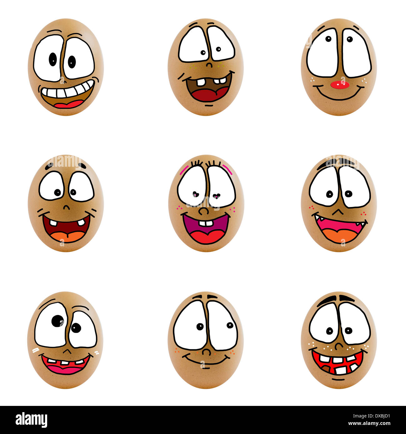 collection of eggs with happy face. Differences faces living together ...