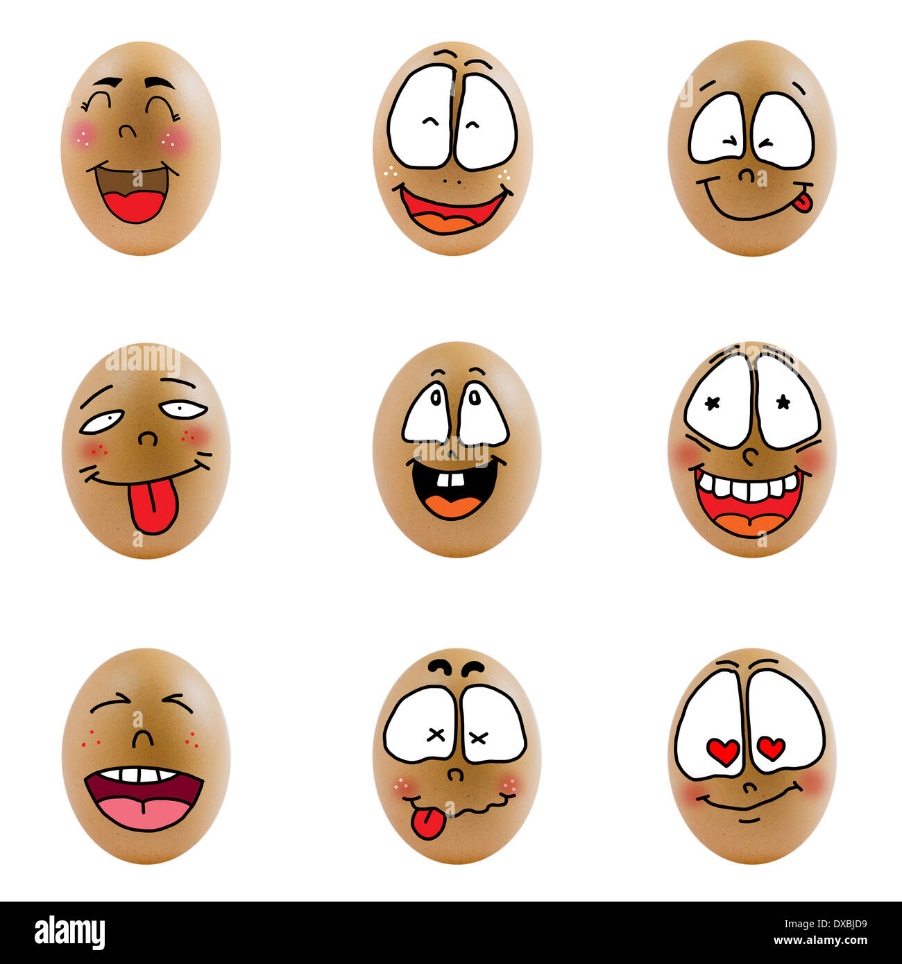 collection of eggs with happy face. Differences faces living together ...