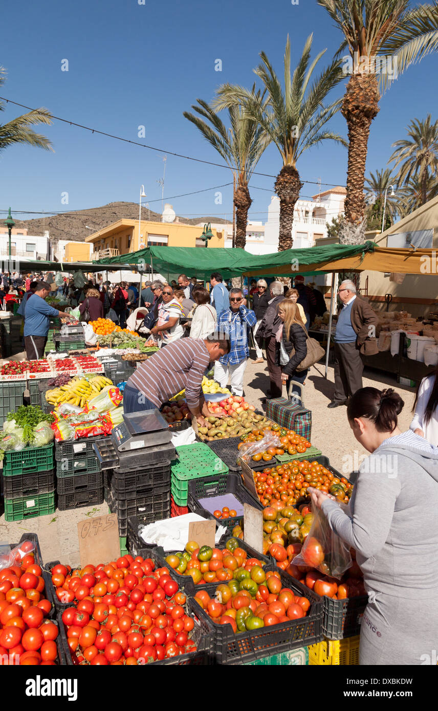 Spain - outdoor market in the village of Villaricos, Almeria, Andalusia ...