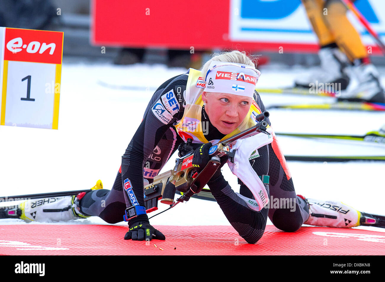 Oslo, Norway. 23rd March, 2014. The E.ON World Cup Biathlon 2014. Kaisa ...
