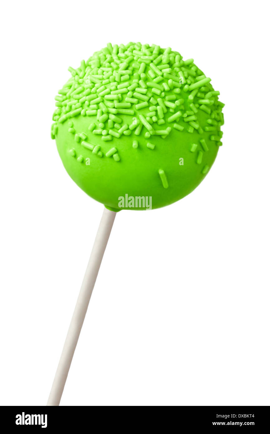 Green cake pop isolated against white Stock Photo - Alamy