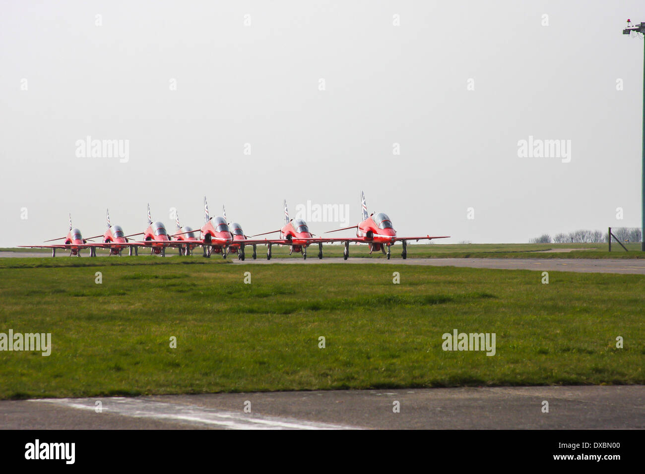 The Royal Air Force Red Arrows displayed their new tail art at the 2014 ...