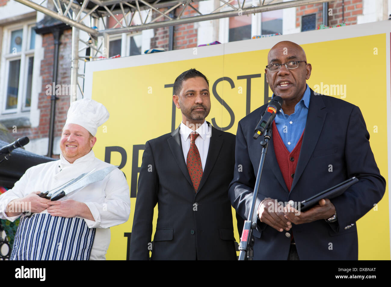 London, UK, 23rd March 2014. TV Chef Ainsley Harriott and Councillor ...