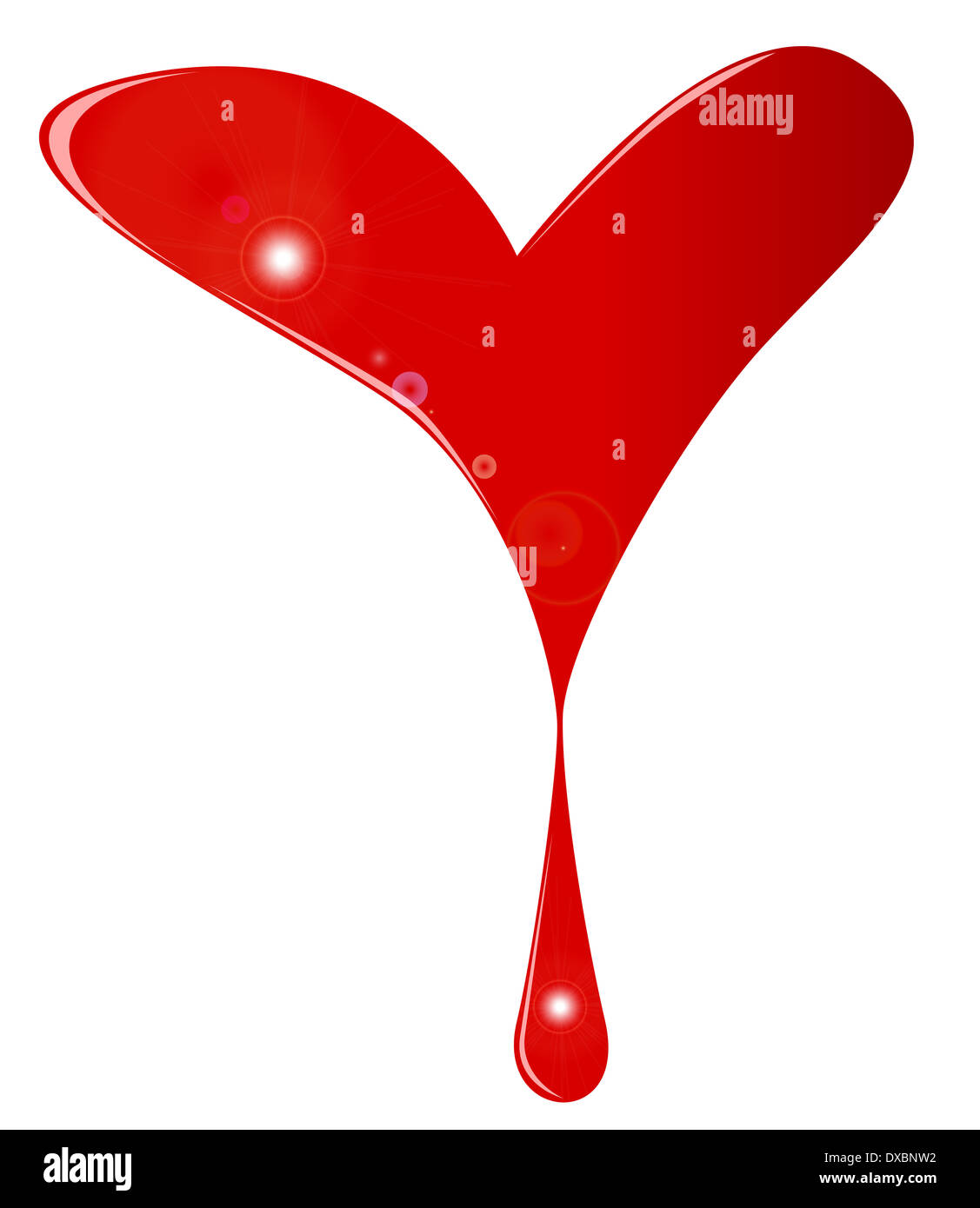 A broken heart bleeding a large drop of blood into a pool Stock Photo ...