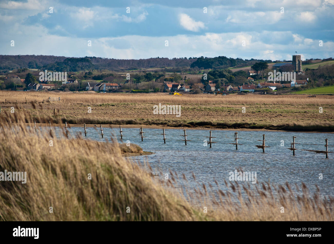 Salthouse village across salt marsh Stock Photo - Alamy