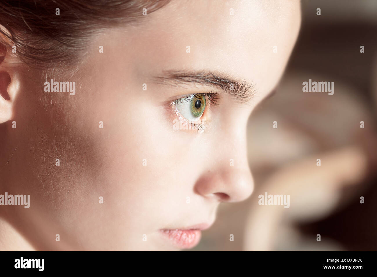 close up profile portrait of a girl Stock Photo - Alamy