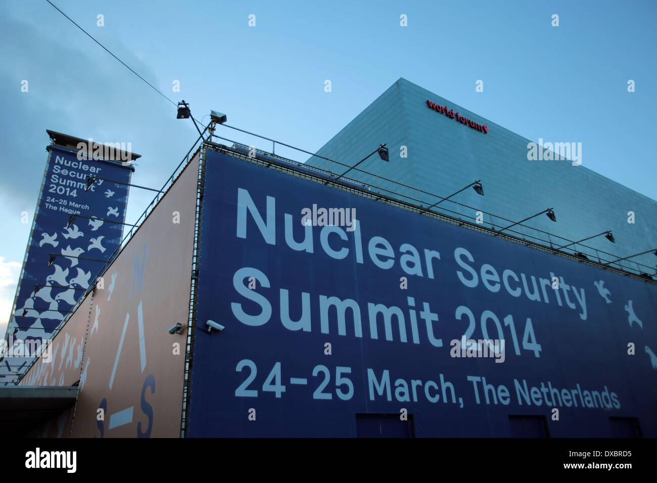 The Hague, The Netherlands. 23rd Mar, 2014. The World Forum and the logo of the Nuclear Security ...