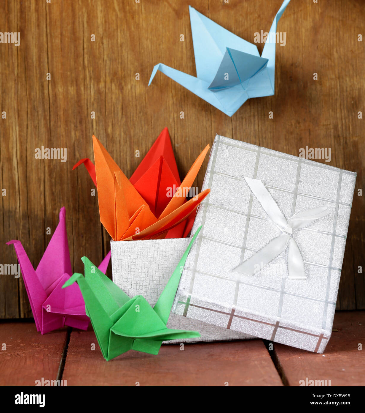 colorful paper origami birds Japanese symbol Stock Photo - Alamy