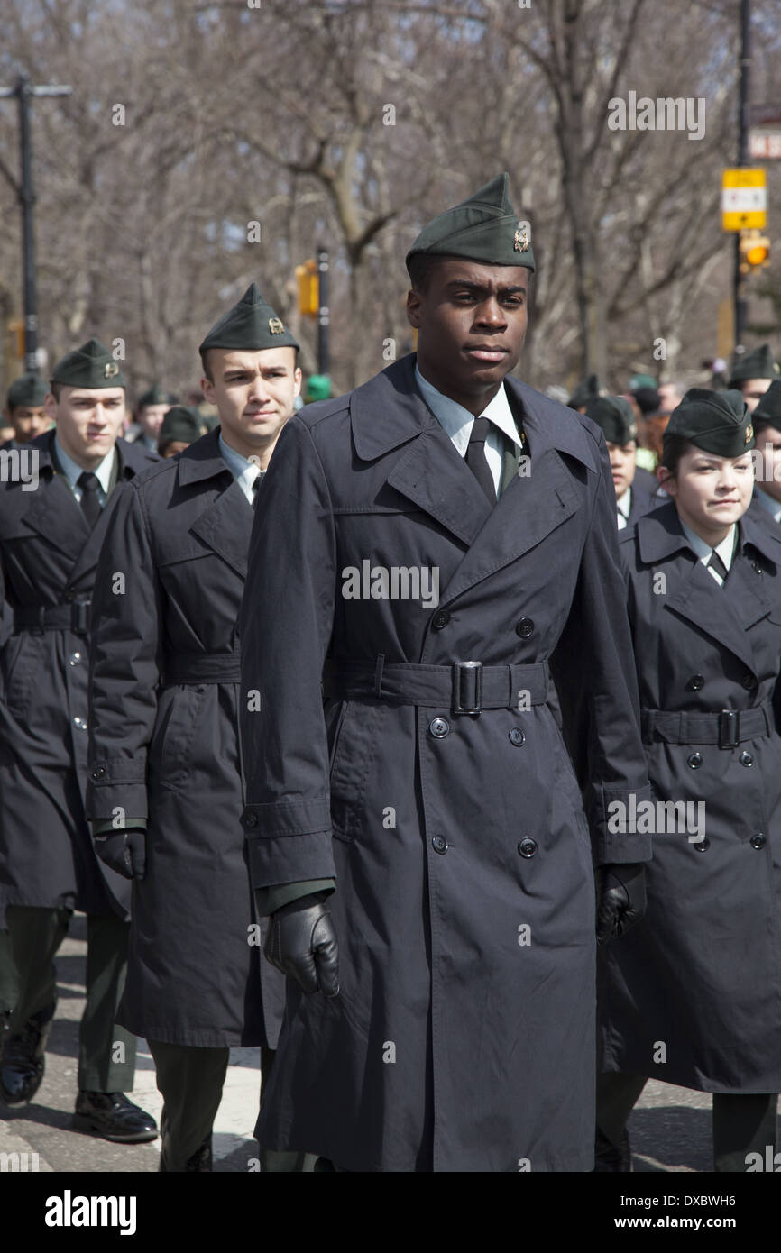 Irish Parade, Park SLope, Brooklyn, New York. High school ROTC Stock ...