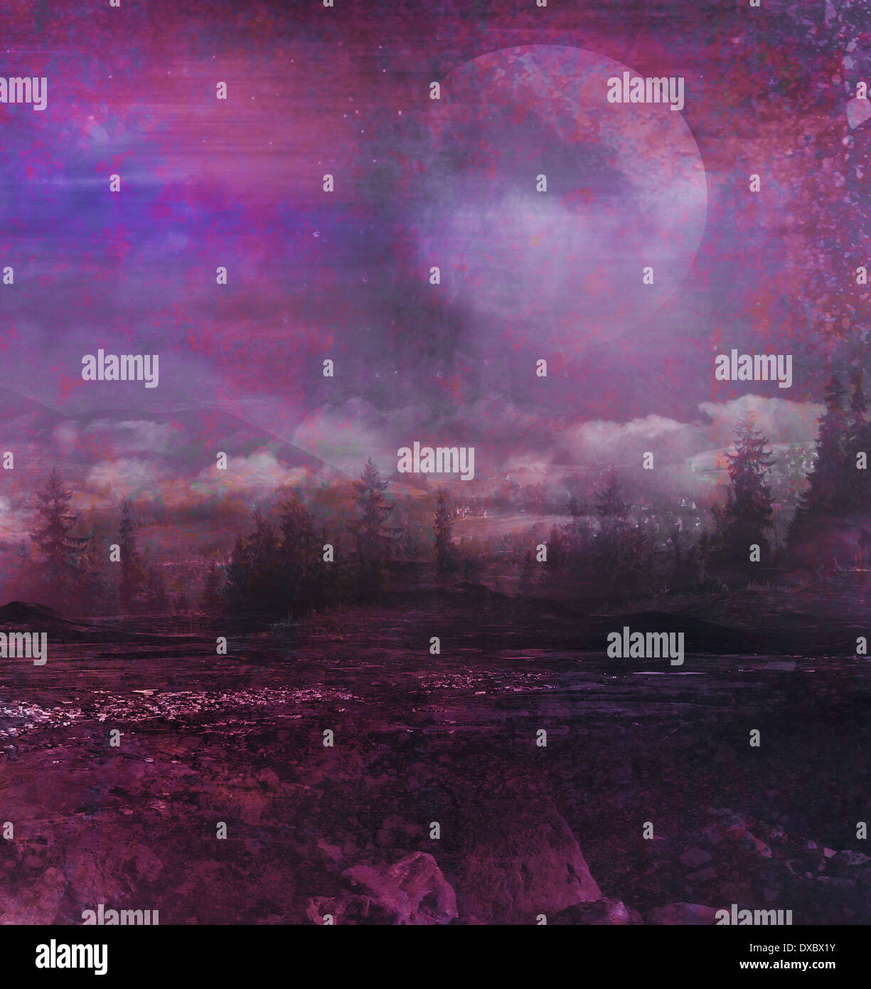 grunge image of moon landscape Stock Photo - Alamy