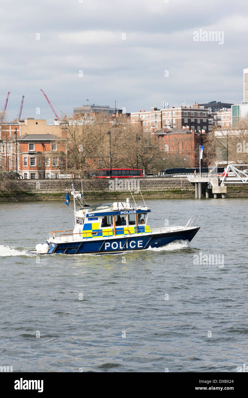 A police launch or boat on patrol on the River Thames London UK Stock ...