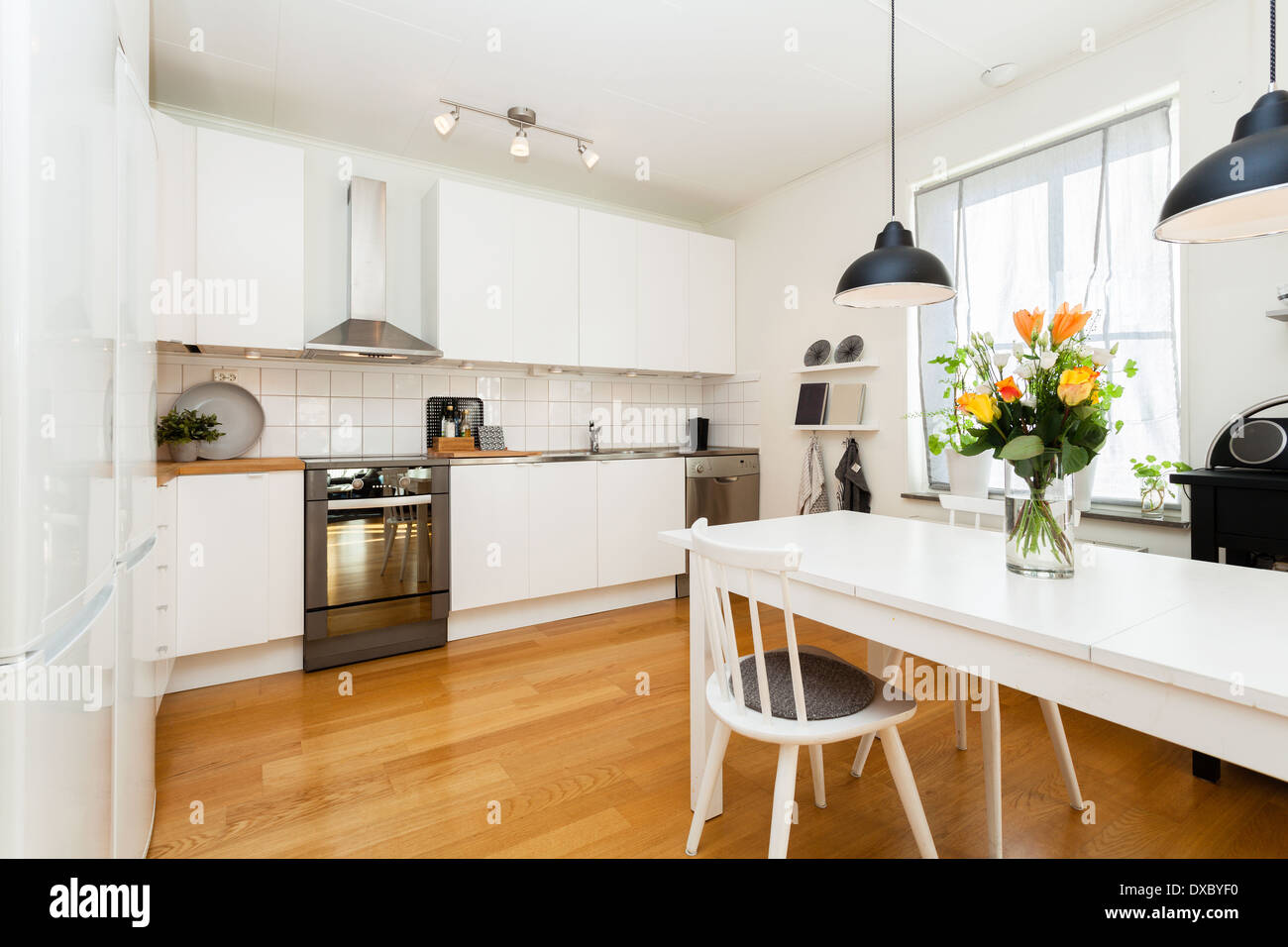 fancy scandinavian kitchen interior Stock Photo - Alamy