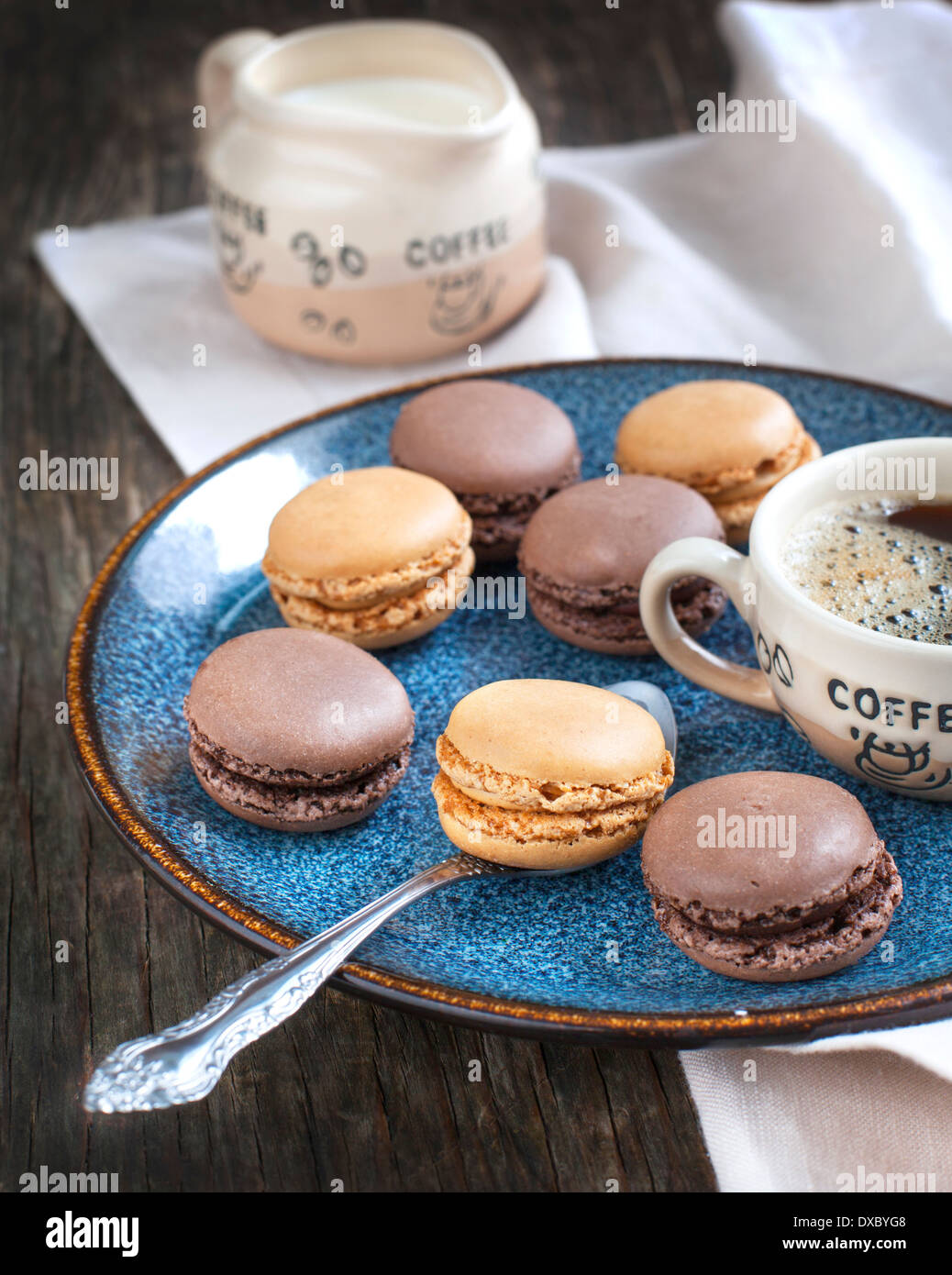 French macaroons. Coffee and chocolate macarons Stock Photo - Alamy