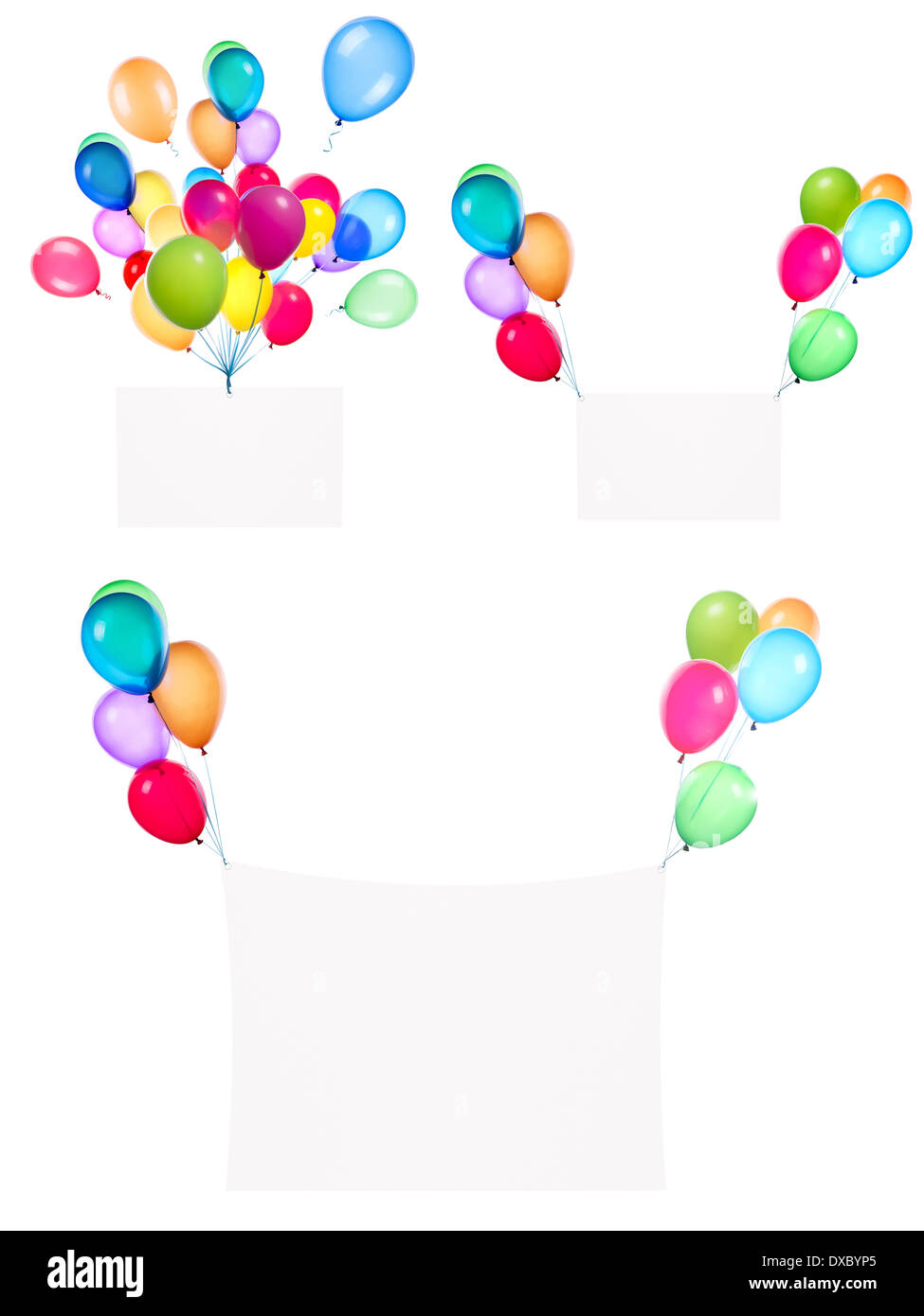 Holiday banners with colorful balloons isolated on white Stock Photo ...