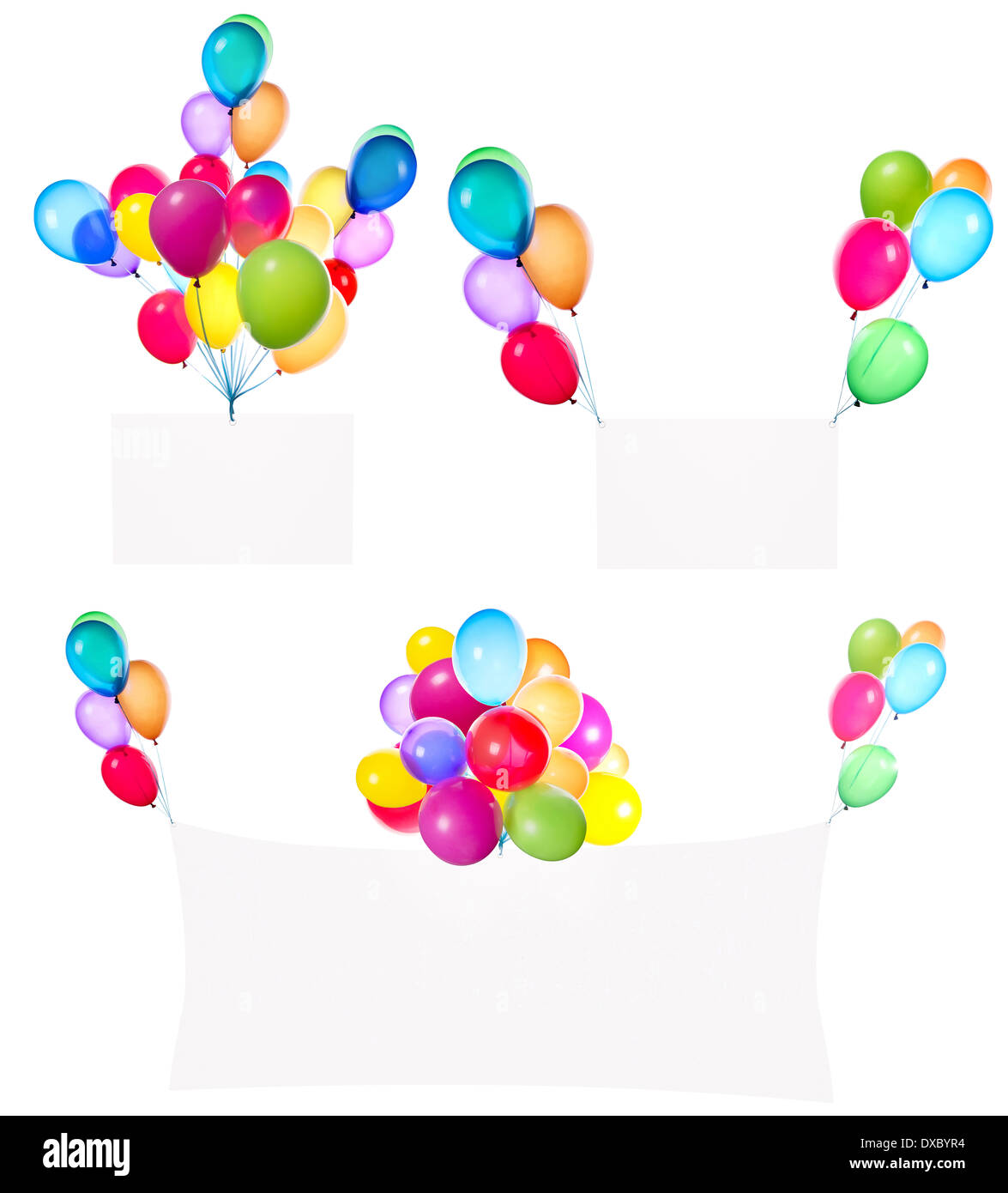 Holiday banners with colorful balloons isolated on white Stock Photo ...