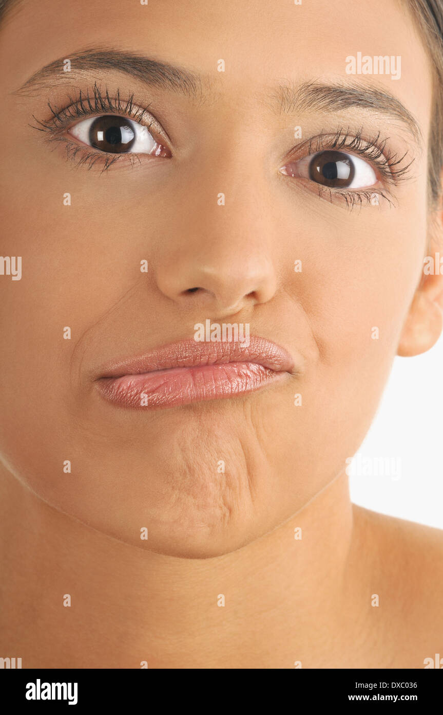 Female young adult face, mouth crooked Stock Photo - Alamy