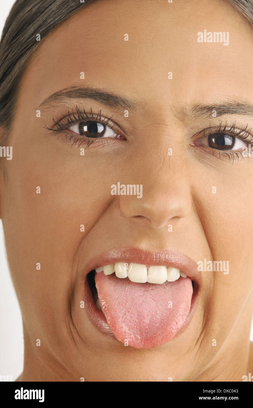 Female young adult face, disgusted Stock Photo - Alamy