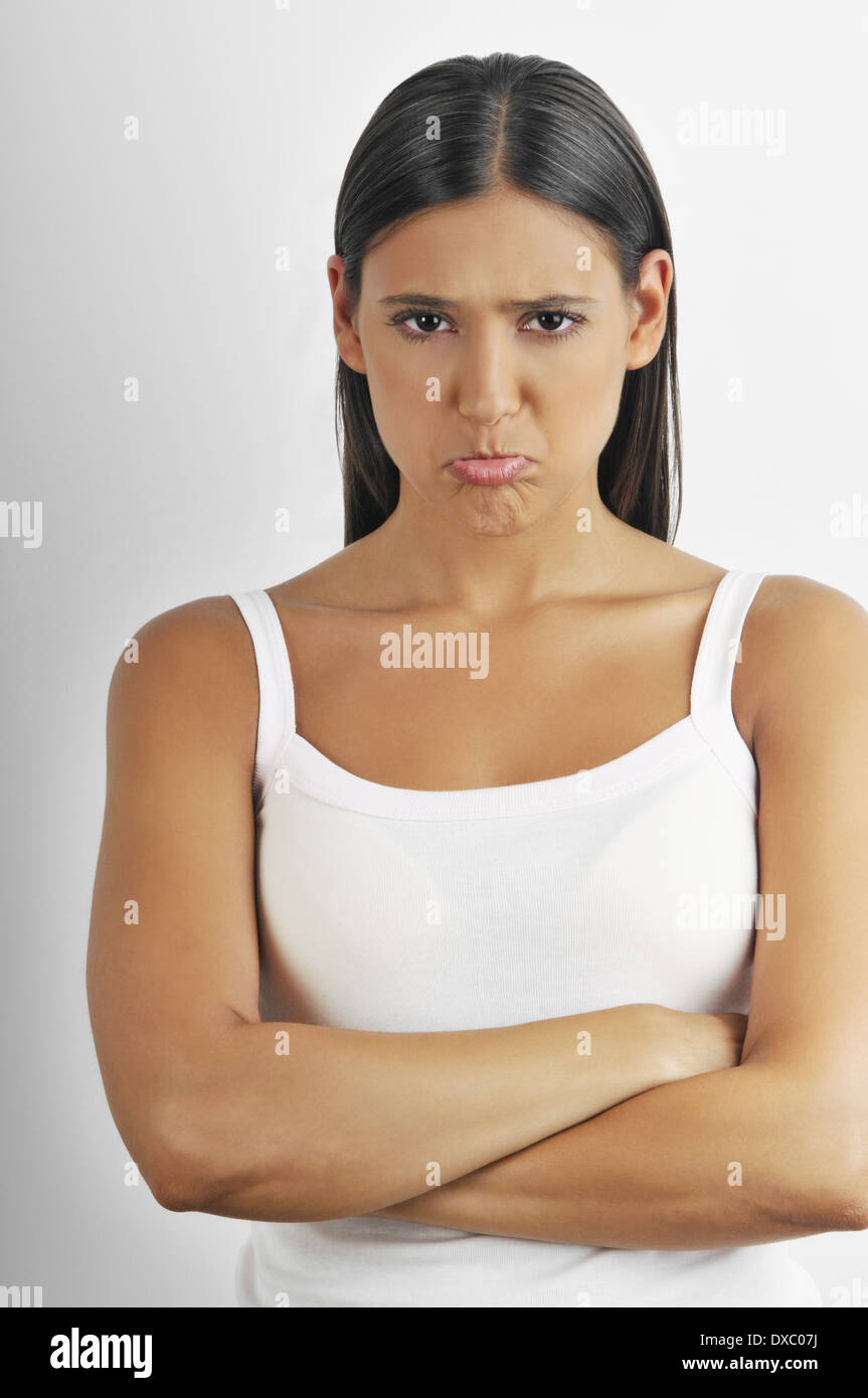 Female young adult, pouting Stock Photo - Alamy