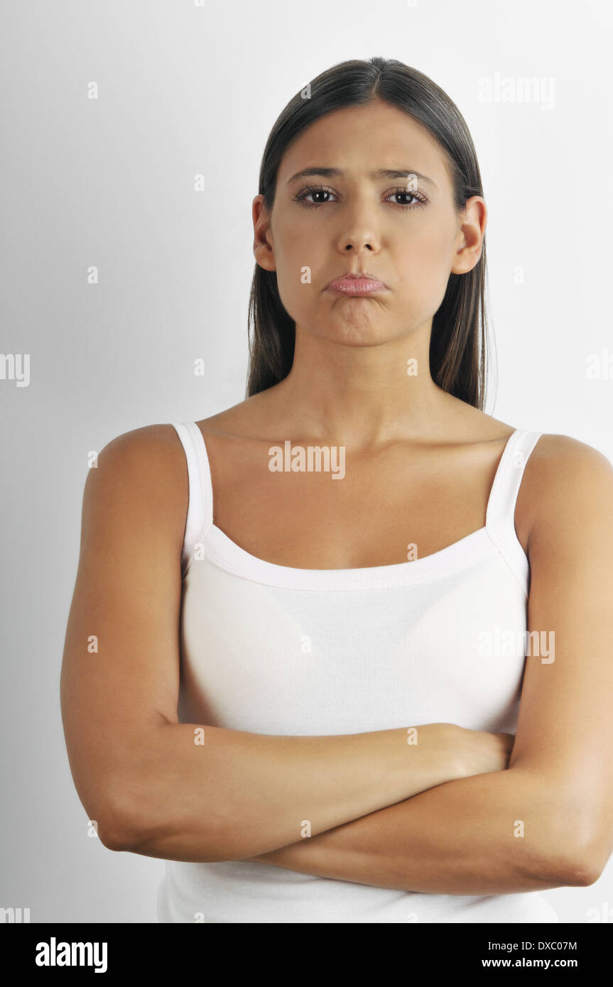 Female young adult, pouting Stock Photo - Alamy