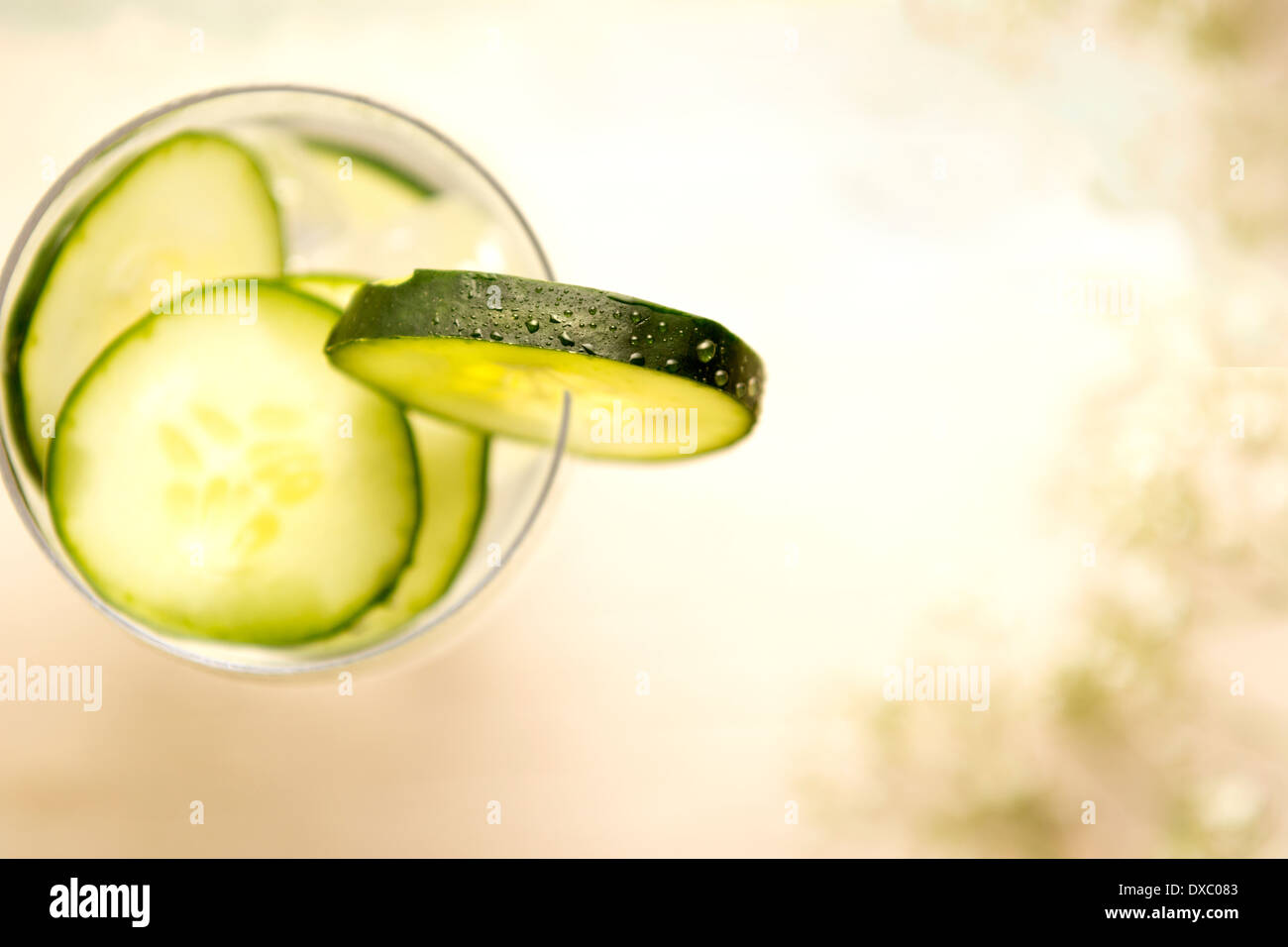 Cucumbers in cold water for refreshing summer drink Stock Photo - Alamy