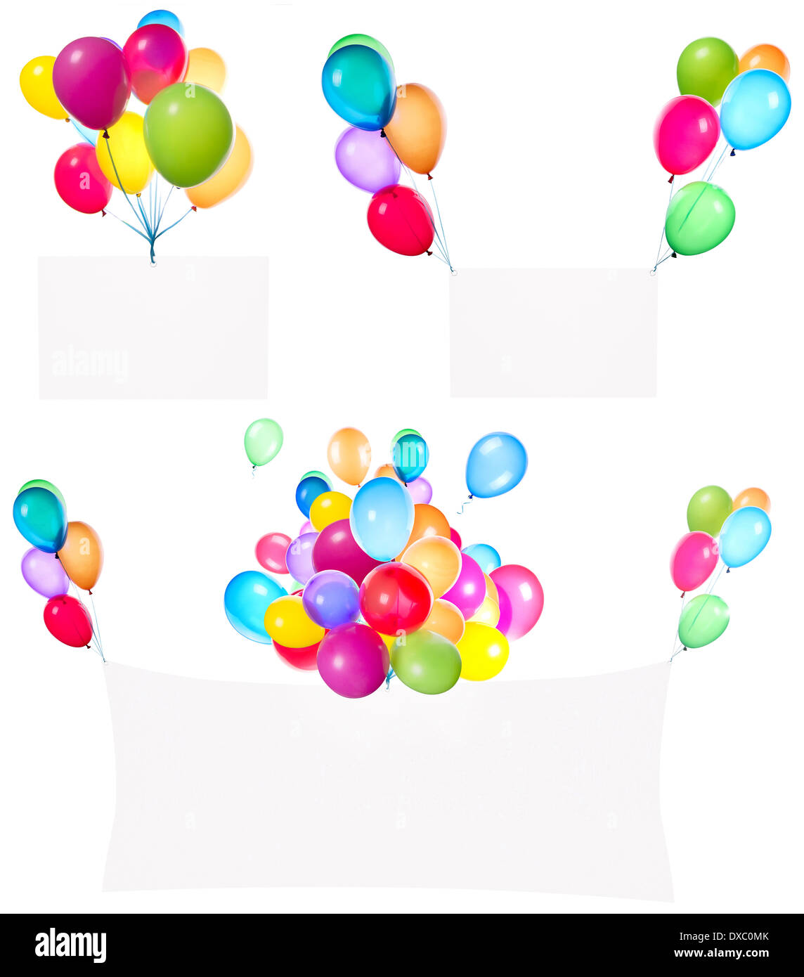 Holiday banners with colorful balloons isolated on white Stock Photo ...