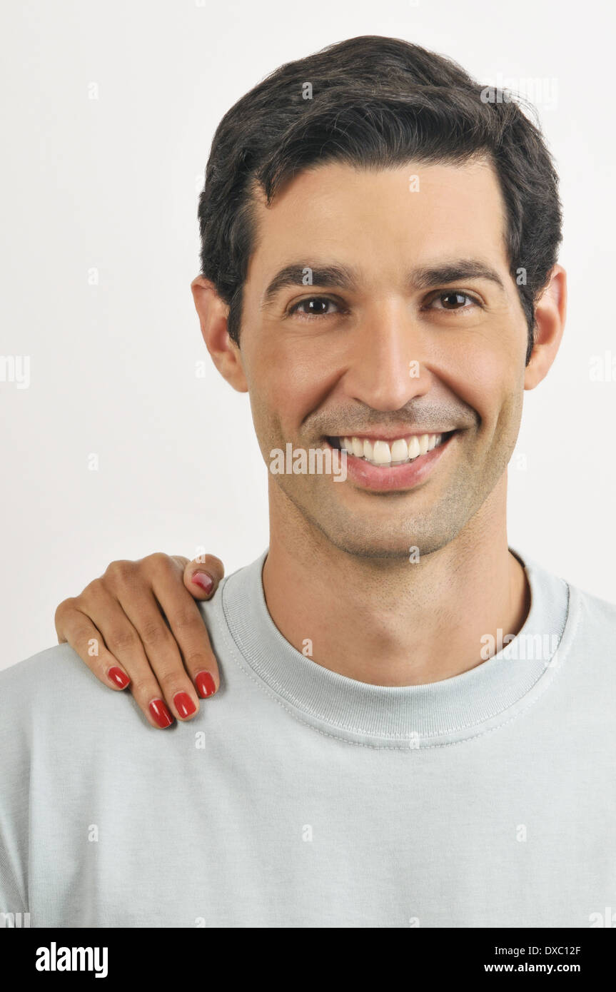 Female hand on young adult males shoulder hi-res stock photography and ...