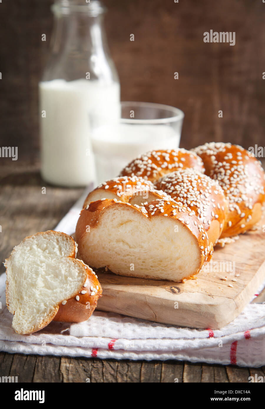 Freshly baked sweet braided bread loaf Stock Photo - Alamy