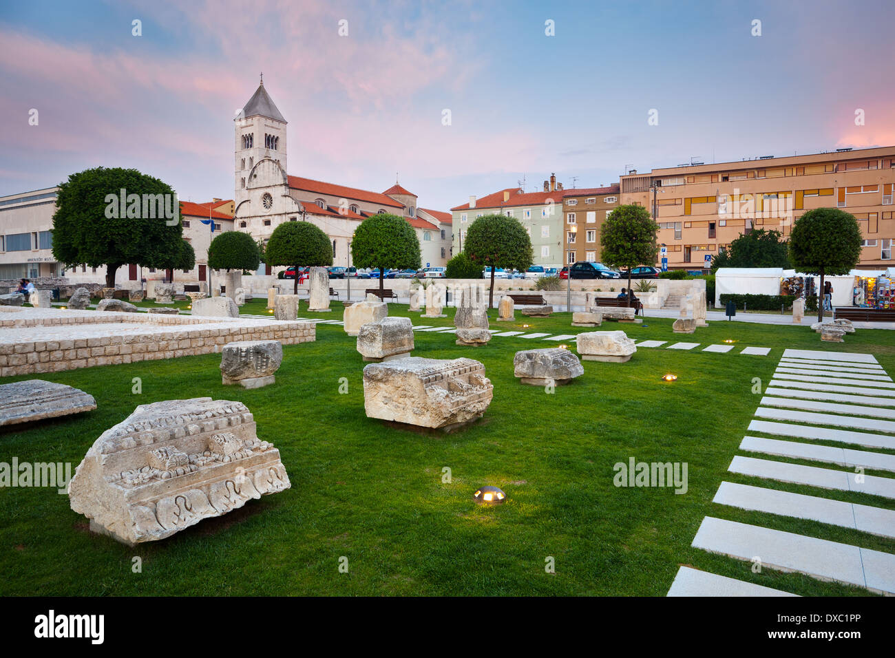 Sunset Over Roman Forum, Zadar, Dalmatia, Croatia Stock Photo - Alamy