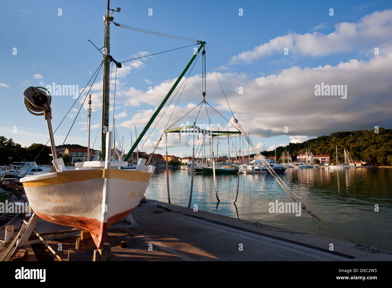 Boat repairing in small shipyard in Kukljica, island Ugljan, Dalmatia ...