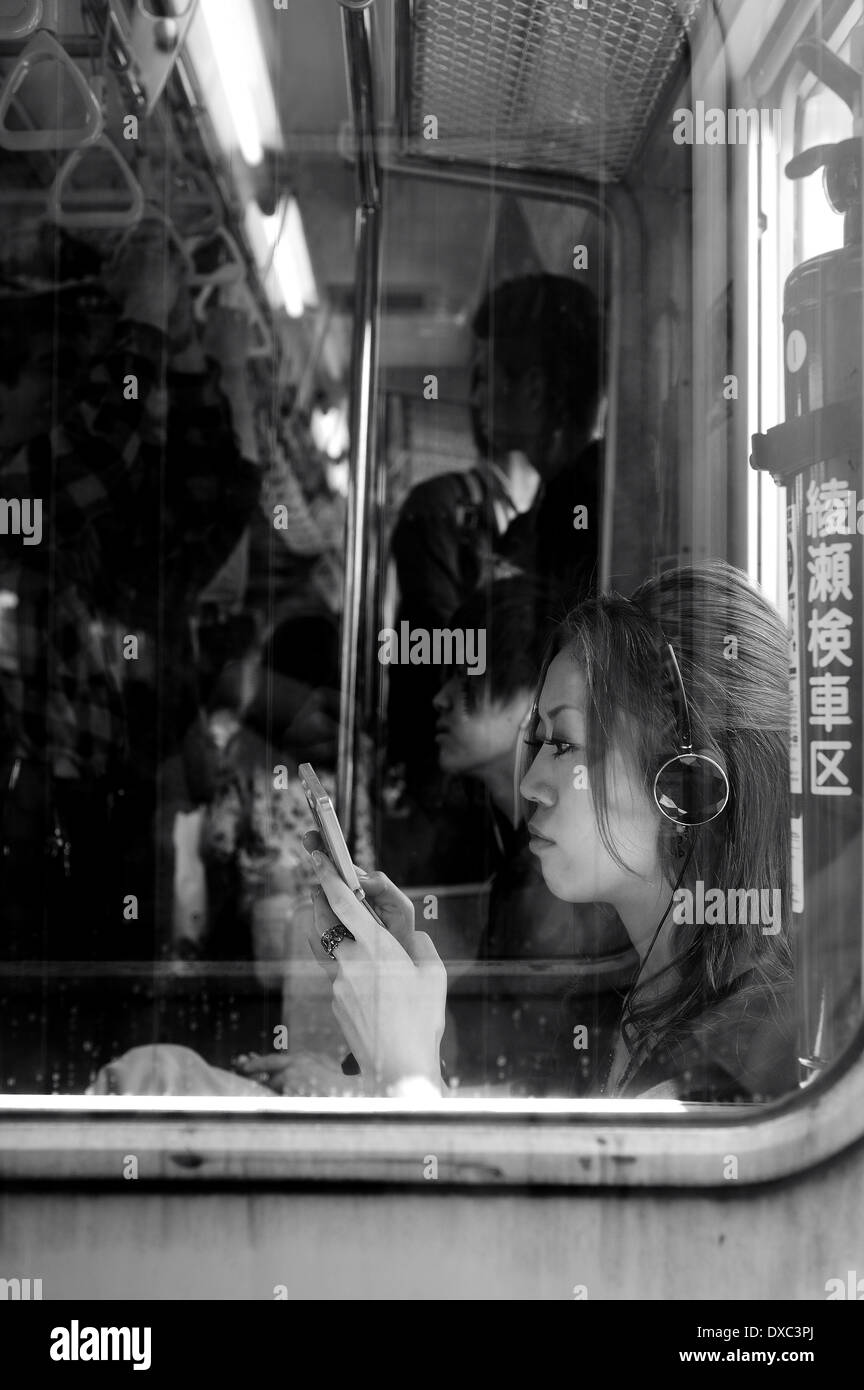 Woman train window Black and White Stock Photos & Images - Alamy