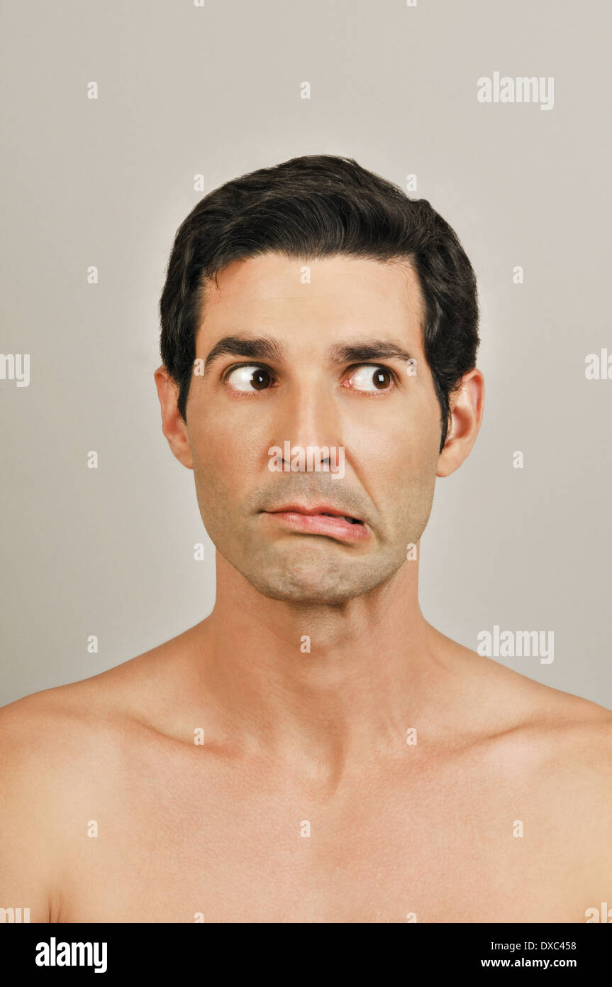 Young male adult face, mouth crooked Stock Photo - Alamy