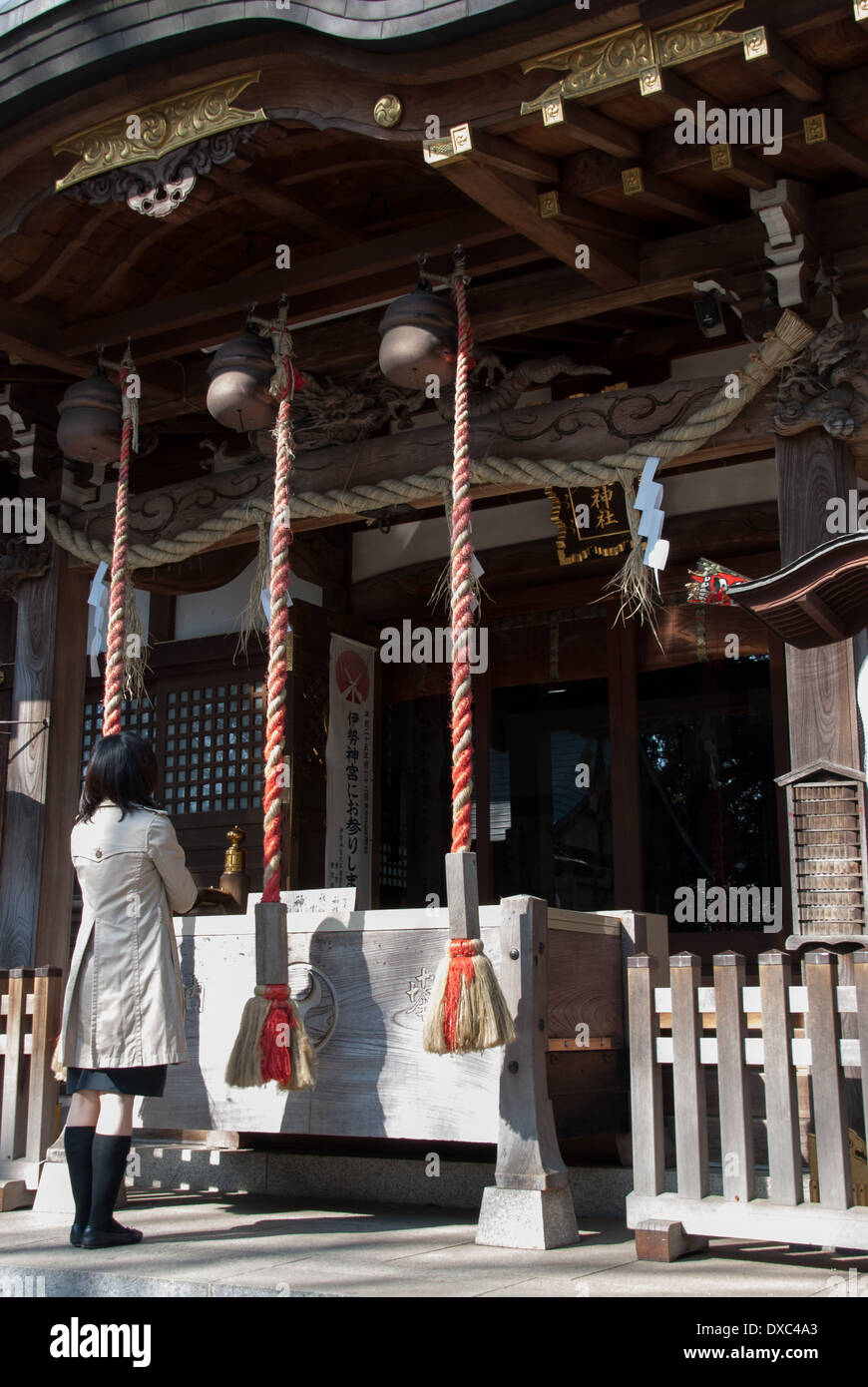 Woman praying at the temple in Tokyo, Japan Stock Photo - Alamy