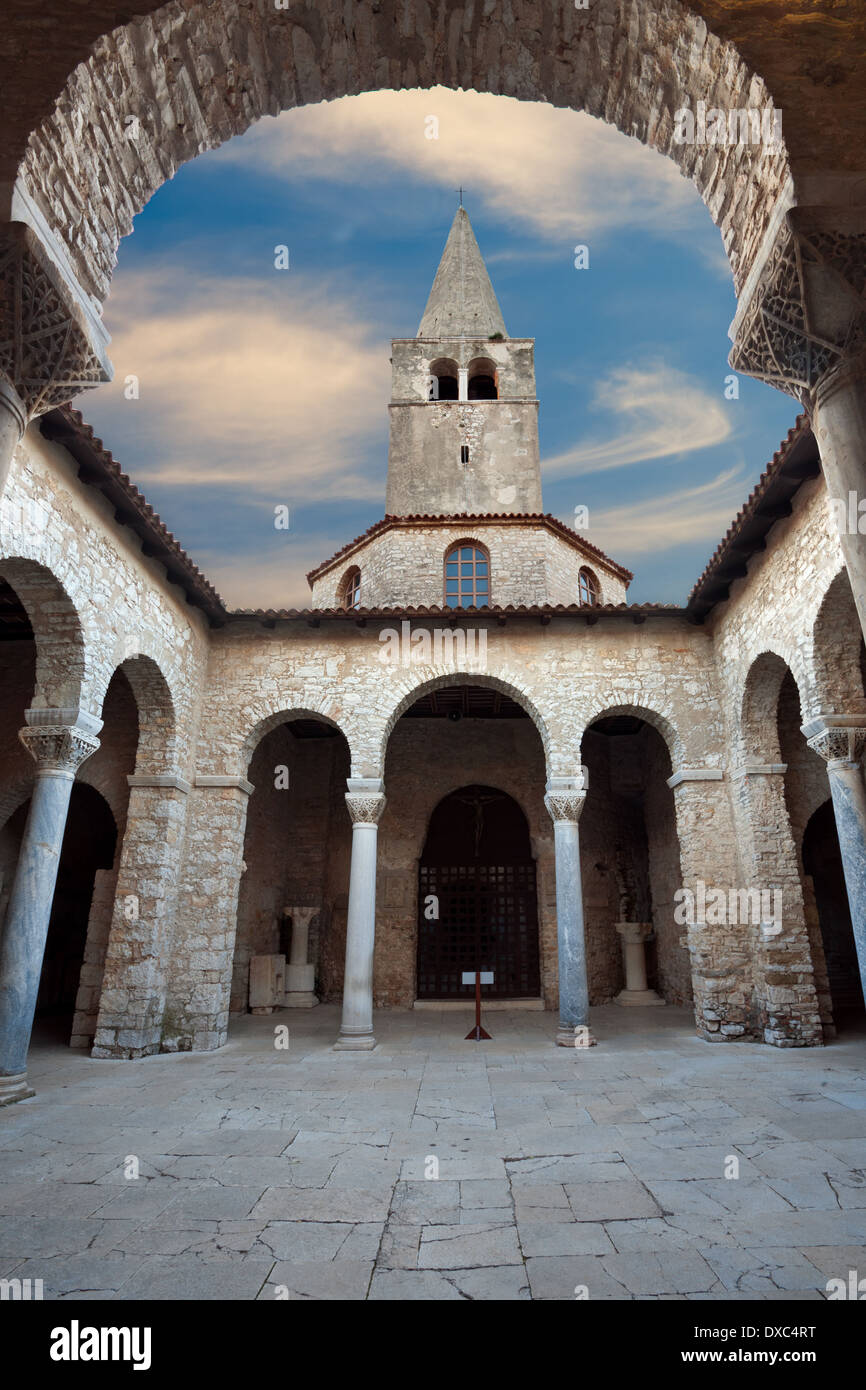 Courtyard of Euphrasius basilica church, Porec, Istria, Croatia Stock ...