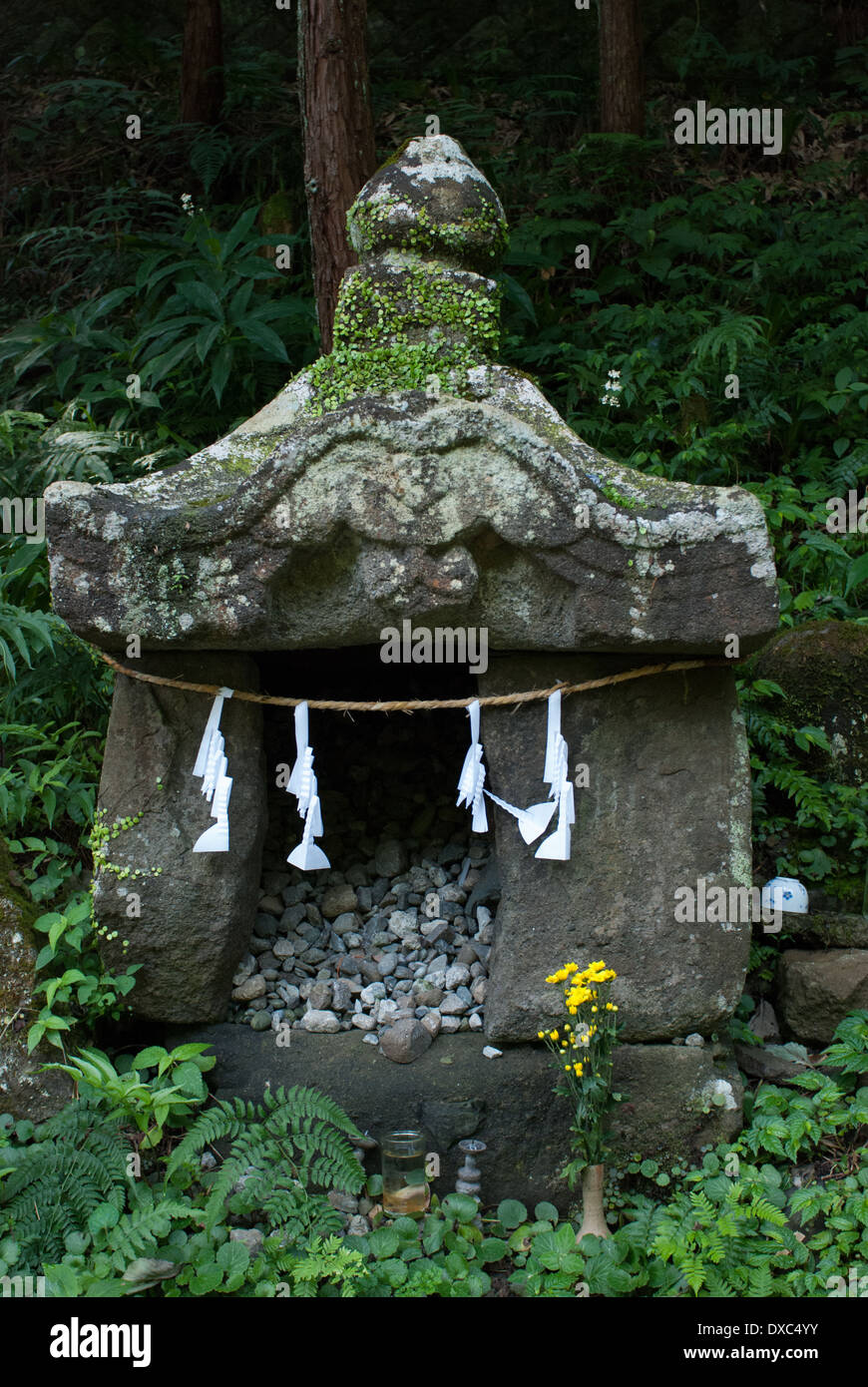 Temple stone altar in the woods, Kanagawa Prefecture, Japan Stock Photo ...