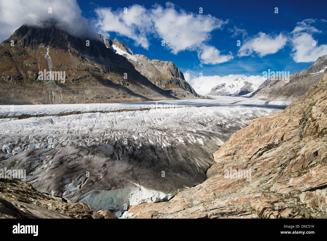Aletsch Glacier, Valais, Swiss Alps, Switzerland, Europe Stock Photo ...