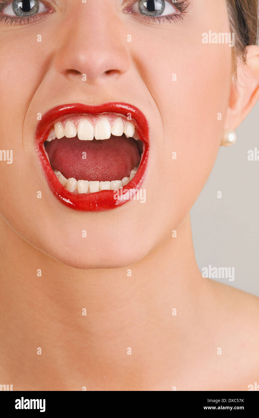 Screaming mouth woman close up lips hi-res stock photography and images ...