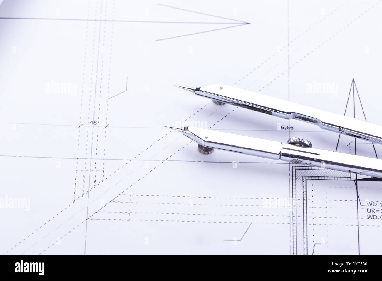 architect blueprints equipment objects workplace paper office Stock ...