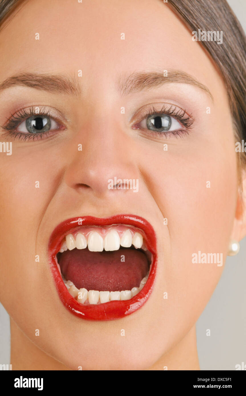 Screaming mouth woman close up lips hi-res stock photography and images ...